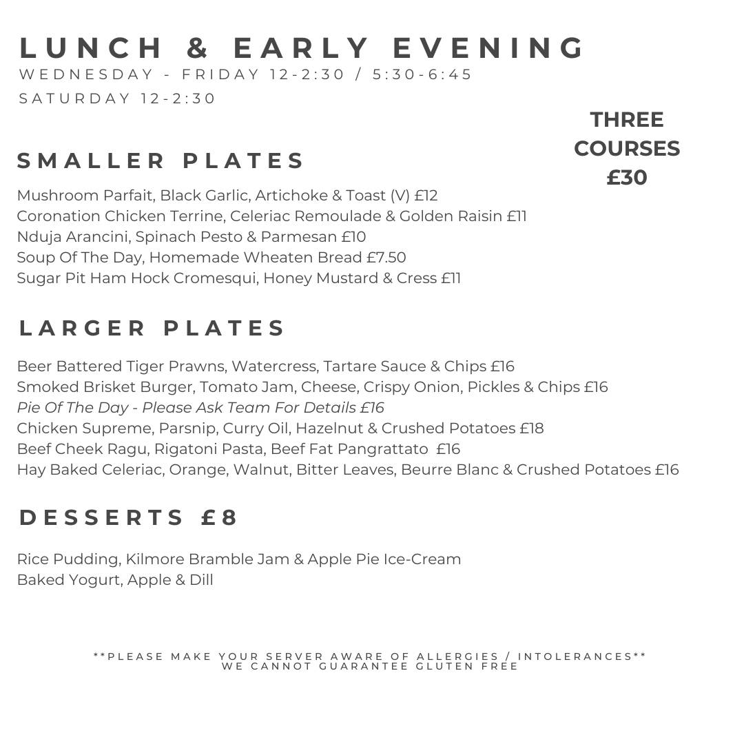 Menu at Origin 101 restaurant, Moira