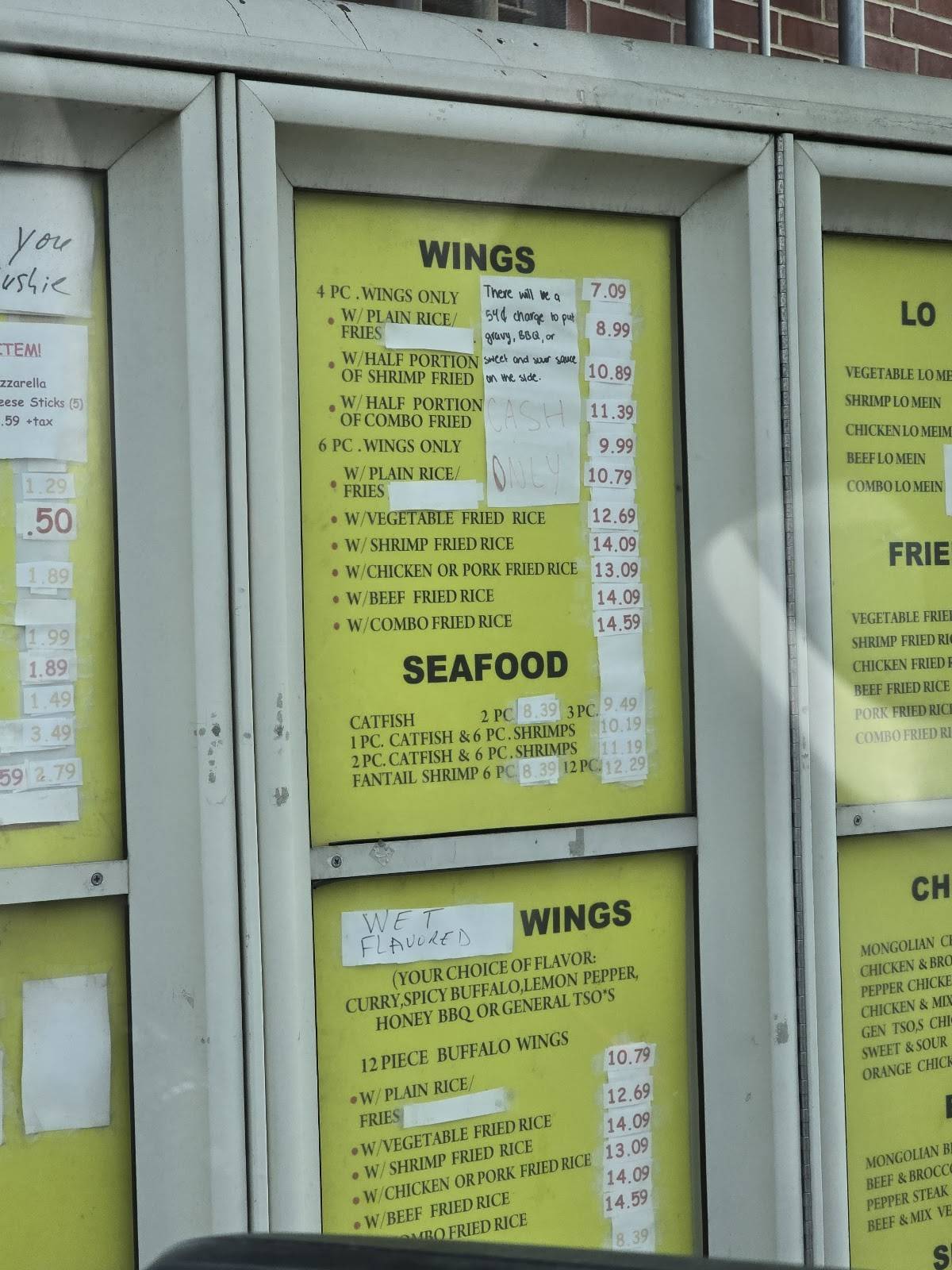 Menu at Original Timmy's restaurant, Houston, Martin Luther King Blvd