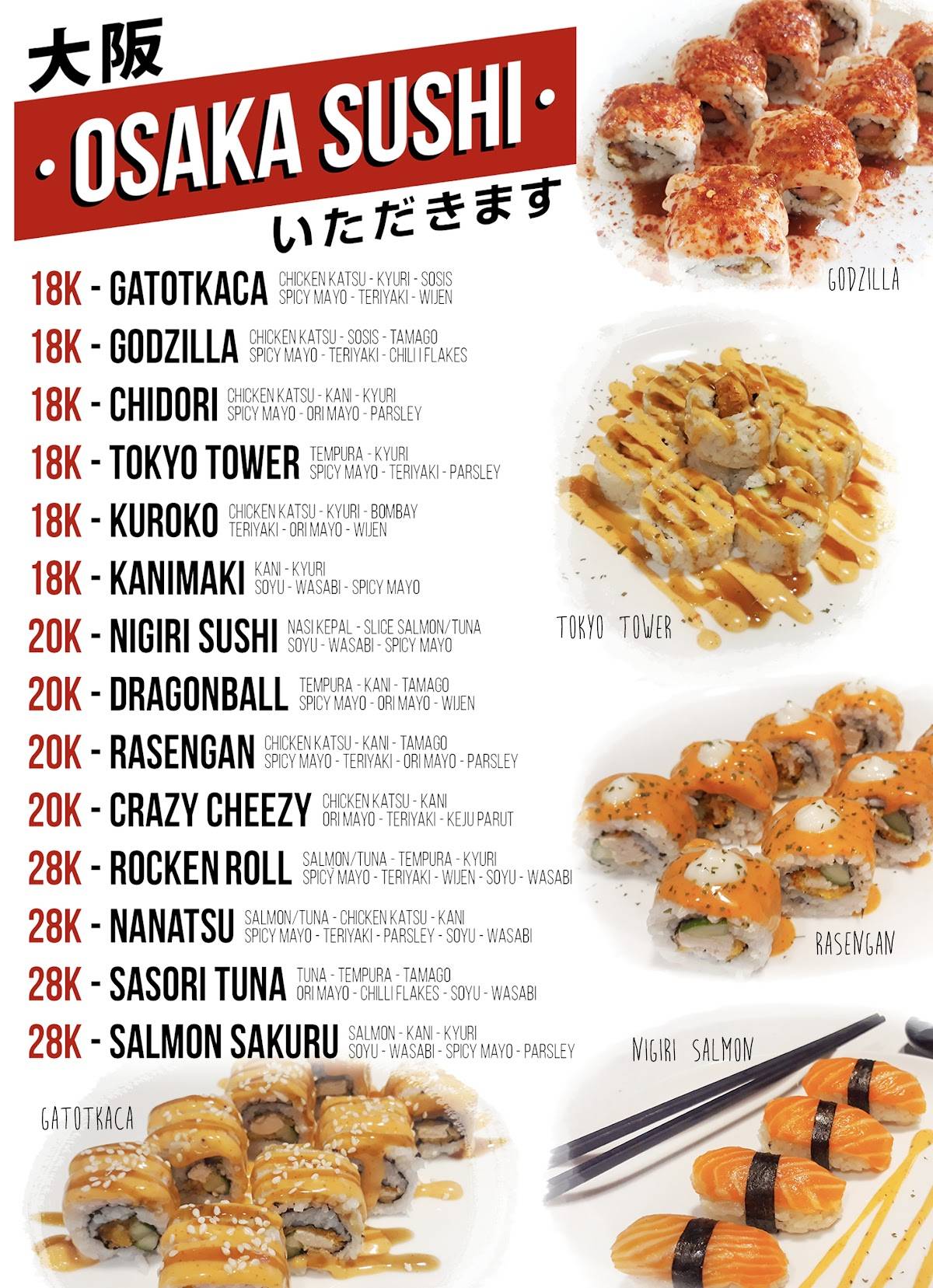 Carta del restaurante Osaka Sushi Karawang, Karawang
