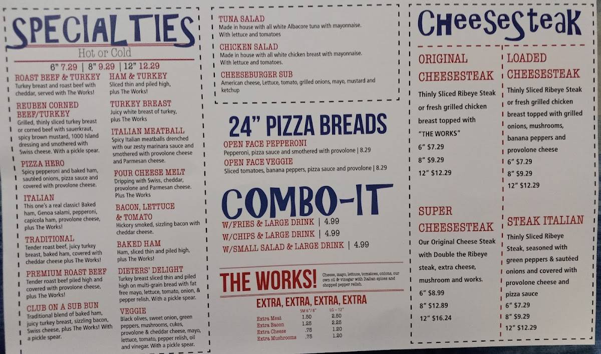 Menu at Our Hero Express Subs restaurant, Urbana, 964 N Main St