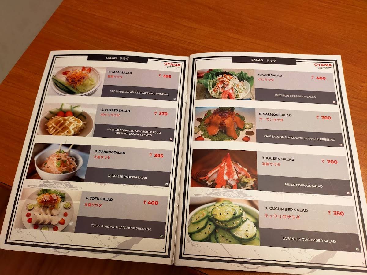 Menu at Oyama Japanese Restaurant, Chennai