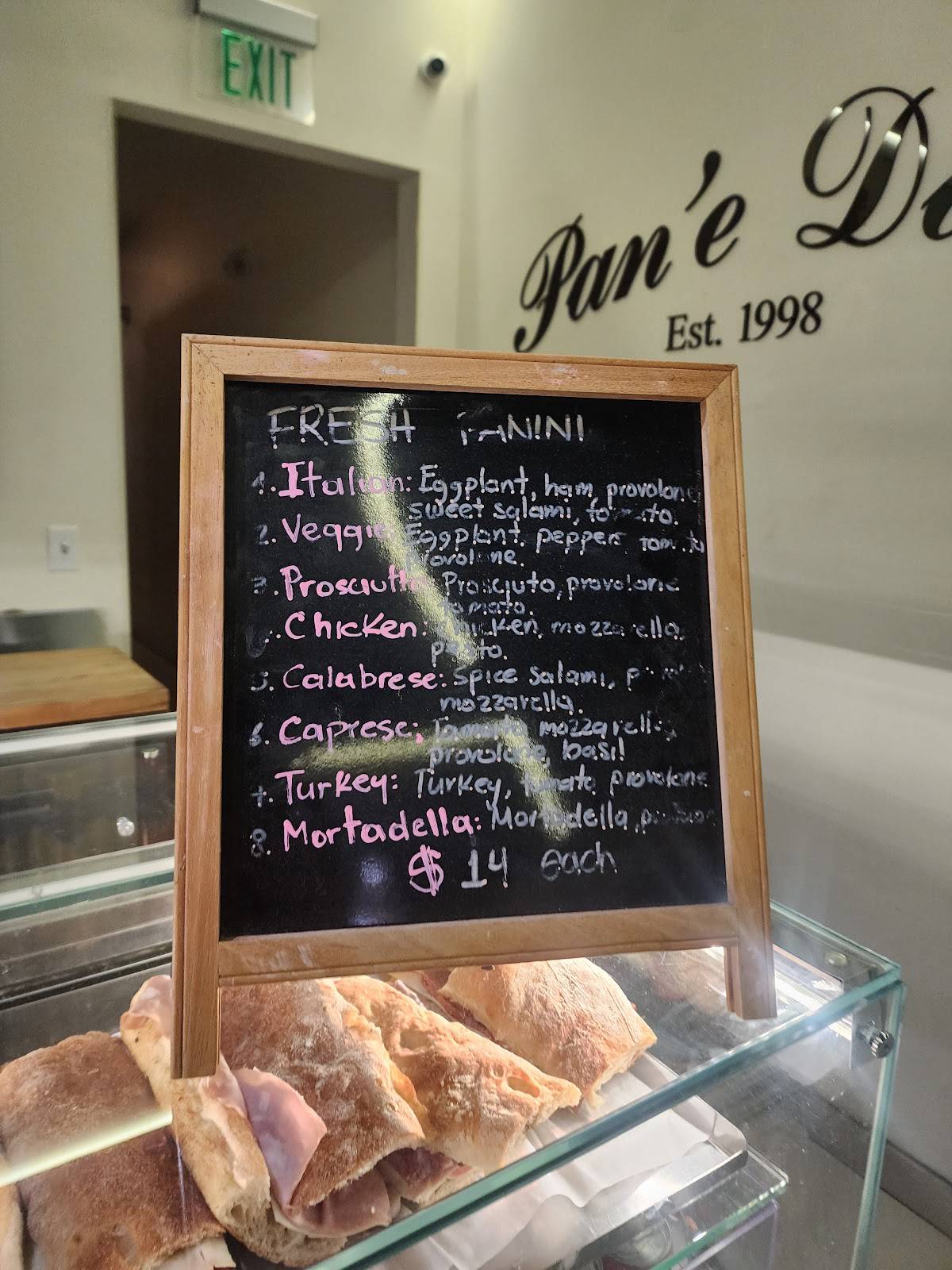 Menu at PAN'E DOLCI Italian Bakery, Lauderdale-by-the-Sea