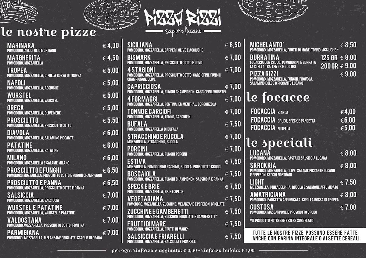 Speisekarte von PIZZA RIZZI Sapore Lucano al tegame, Settimo Torinese