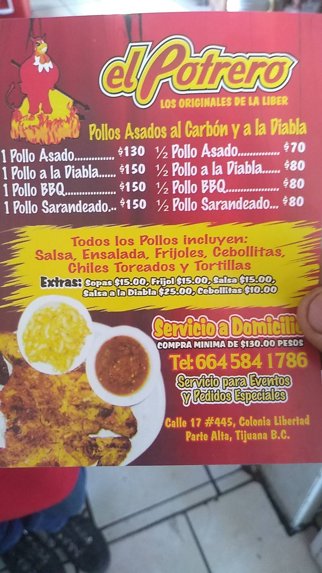 Menu at POLLOS El POTRERO #1 restaurant, Tijuana