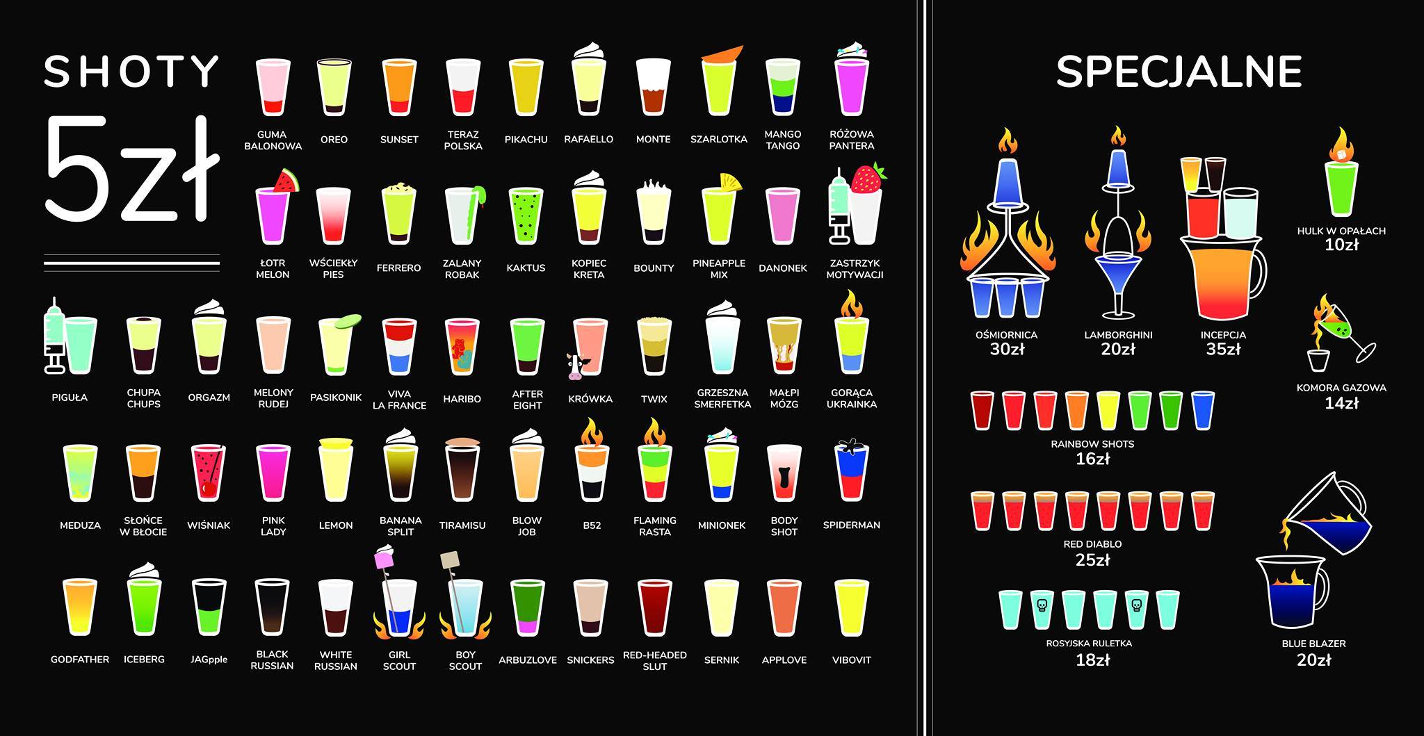Menu at PROHIBICJA SHOT BAR, Rzeszow