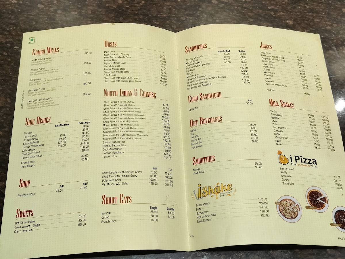 Menu at Pabbas Ideal Cafe, Bharat Mall, Mangaluru