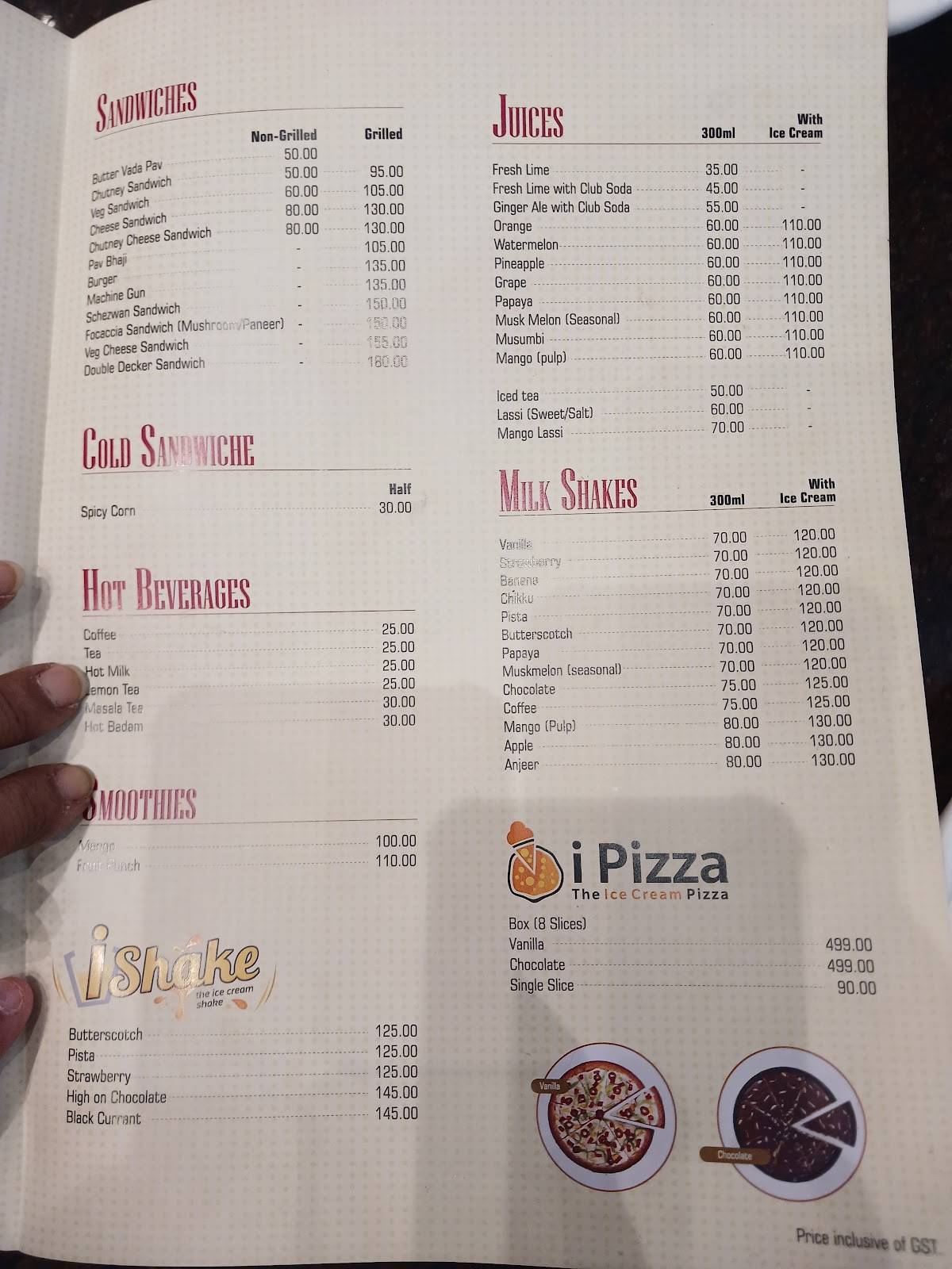 Menu at Pabbas Ideal Cafe, Bharat Mall, Mangaluru