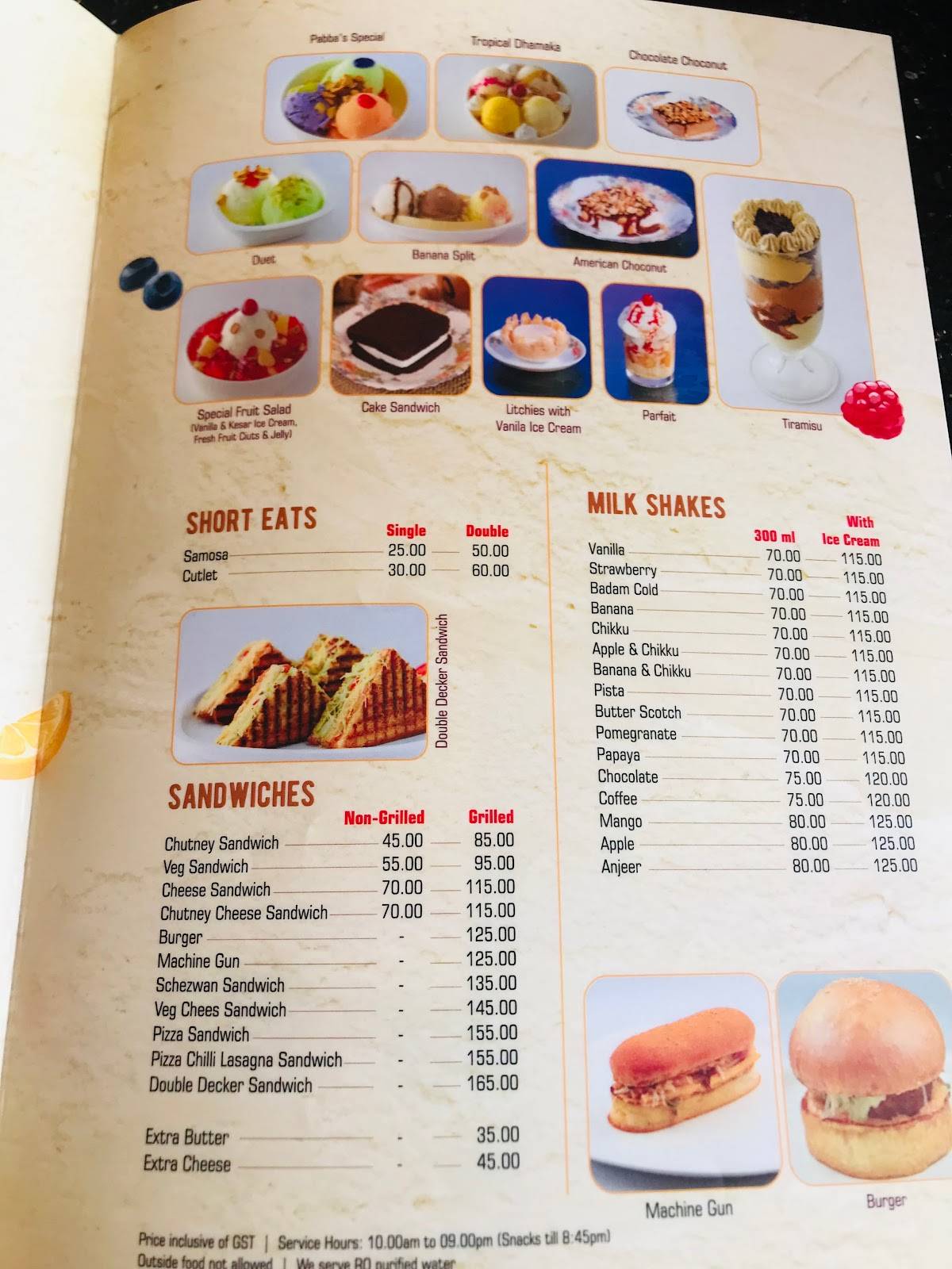 Menu at Pabbas Ideal Cafe Bharat Mall, Mangaluru