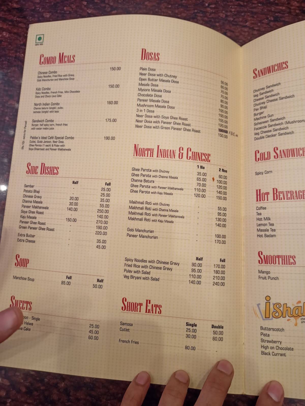 Menu at Pabbas Ideal Cafe, Bharat Mall, Mangaluru
