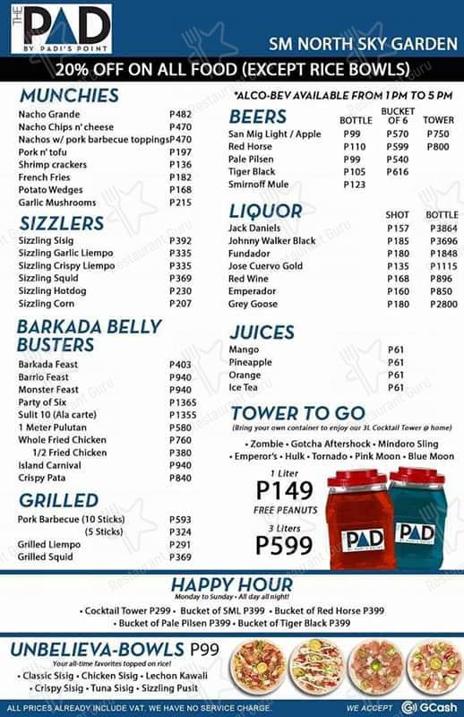 Menu at Padi's Point BBQ, Quezon City, SM City North