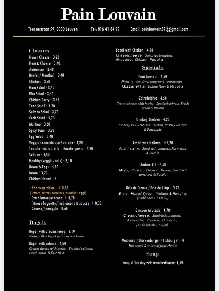 Menu au Pain Louvain, Louvain