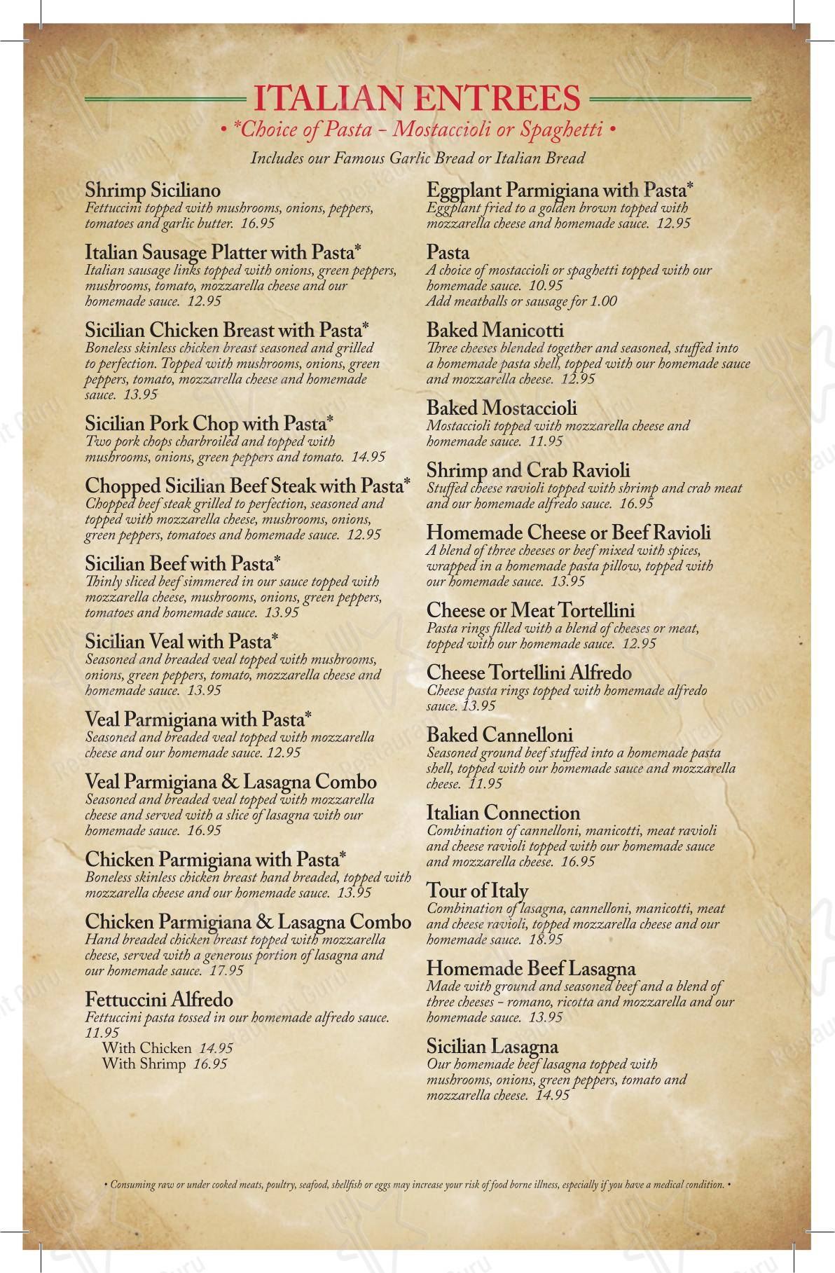 Menu at Paisano's Italian Restaurant and Pizzeria, South Milwaukee
