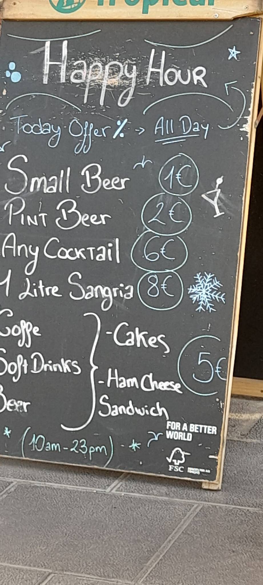 Menu at Palm Bay restaurant, Puerto del Carmen