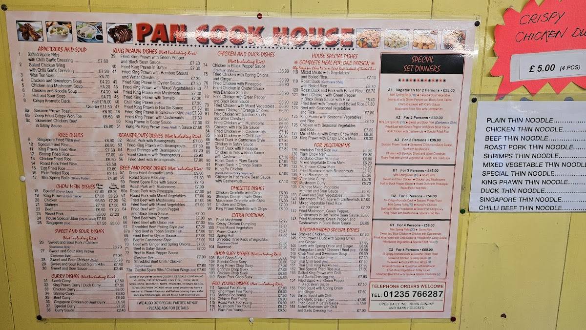 Menu at Pan Cook House fast food, Wantage