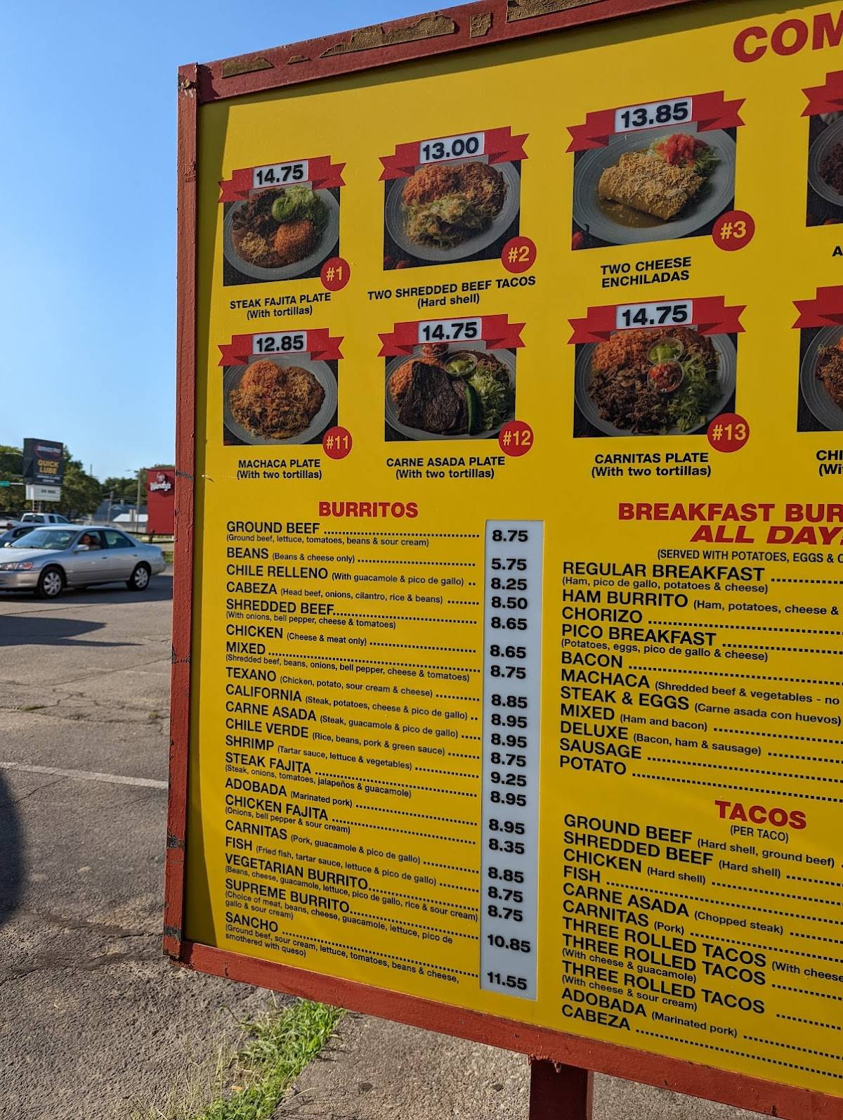 Menu at Mexican Taco Shop restaurant, Junction City