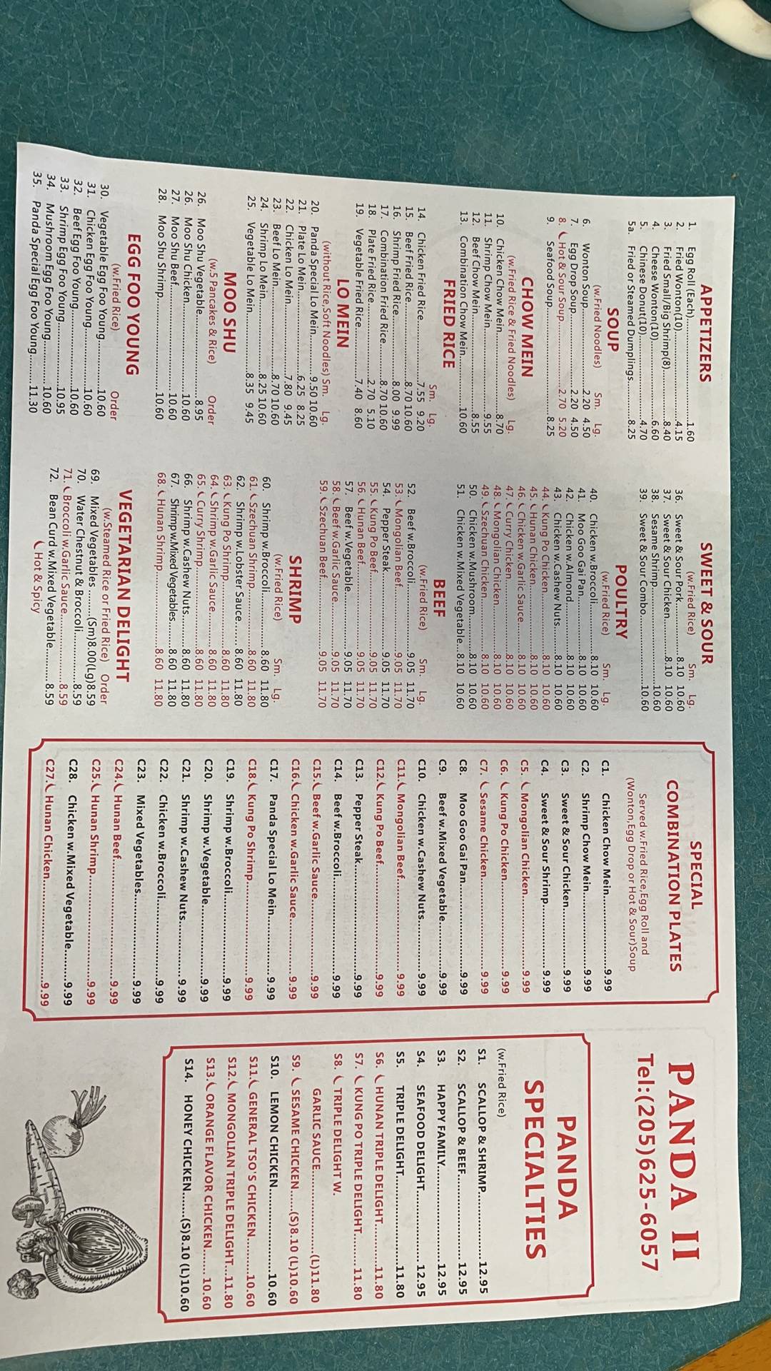Menu at Panda Two Kitchen restaurant, Oneonta