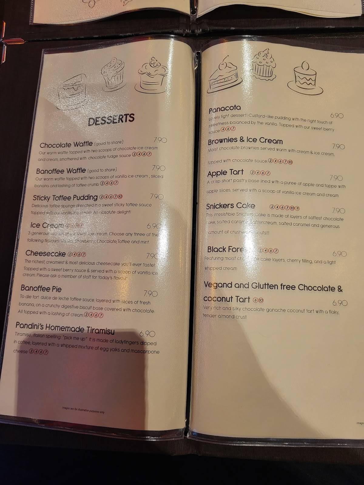 Menu at Pandini's Restaurant, Clondalkin