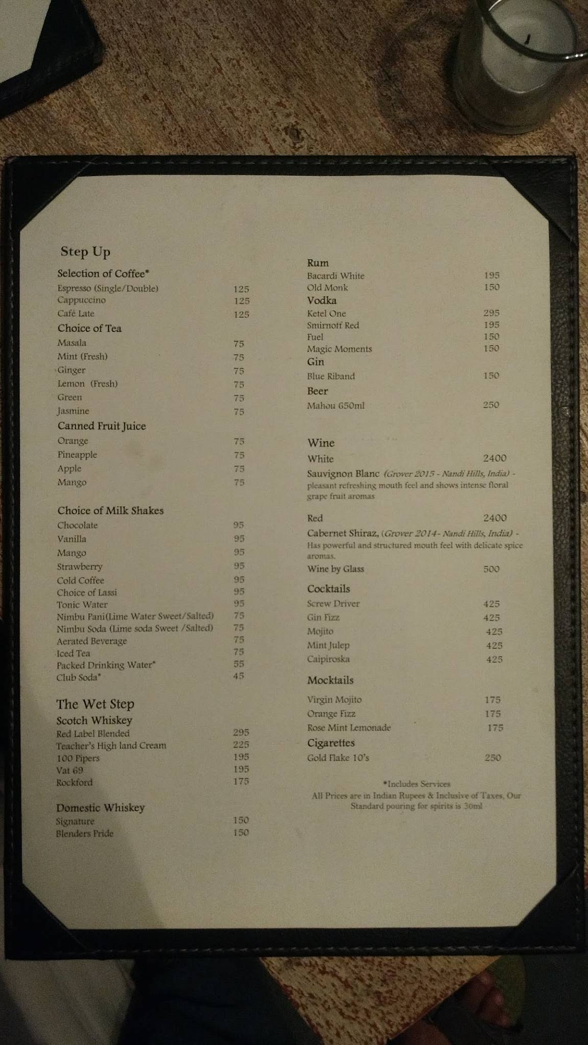 Menu at Panorama 360, Jodhpur