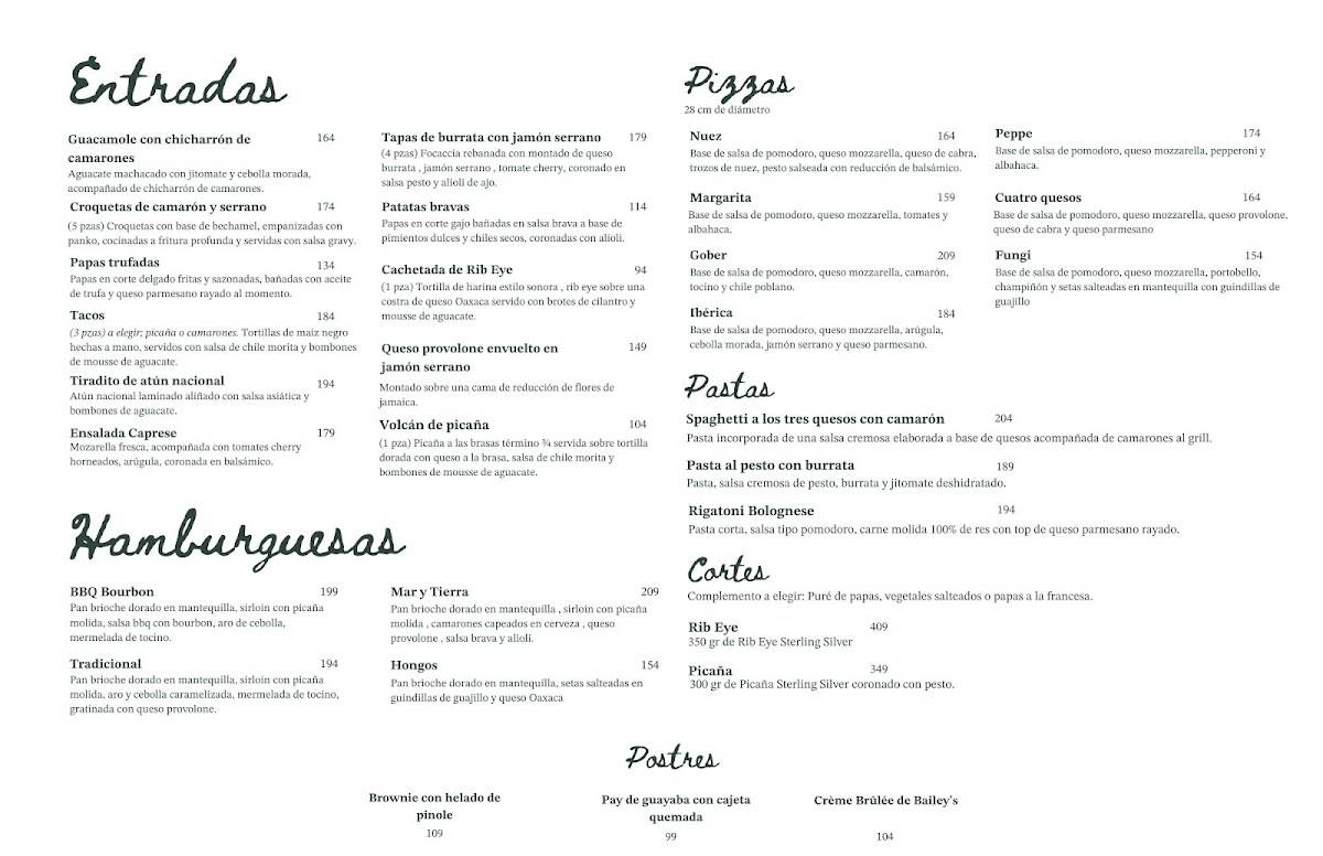 Carta del restaurante Panorama Rooftop - Colima, Colima