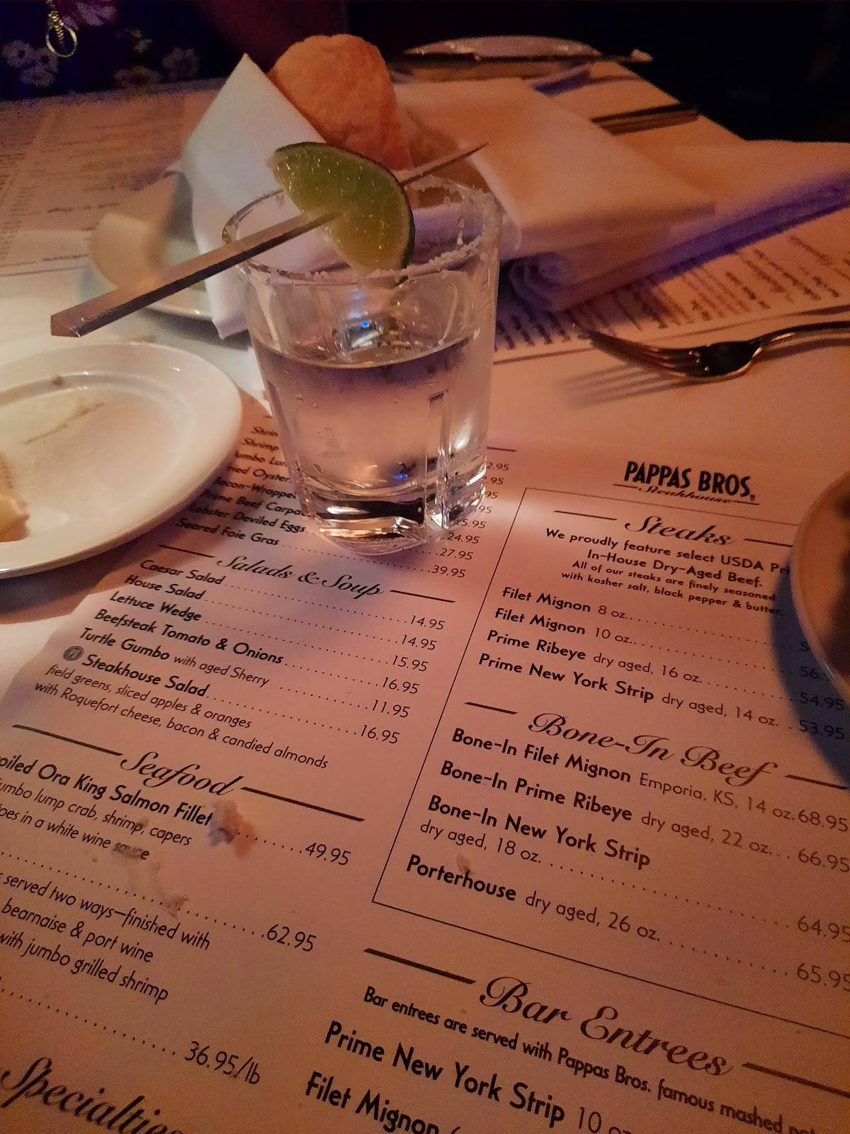 Menu at Pappas Bros. Steakhouse, Dallas