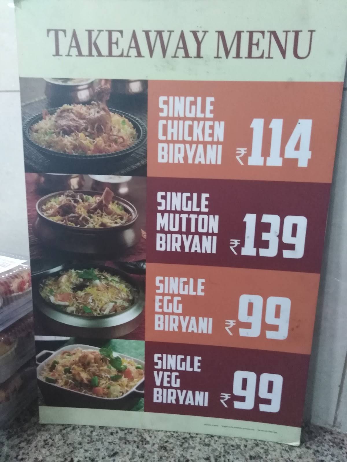Menu at Paradise Biryani MGBS, Hyderabad, Bus Stand