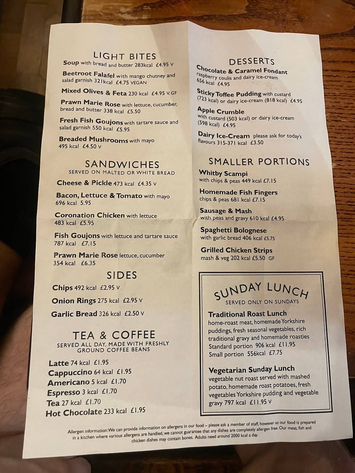 Menu at Park Gate Inn pub & bar, Knutsford, Stocks Ln