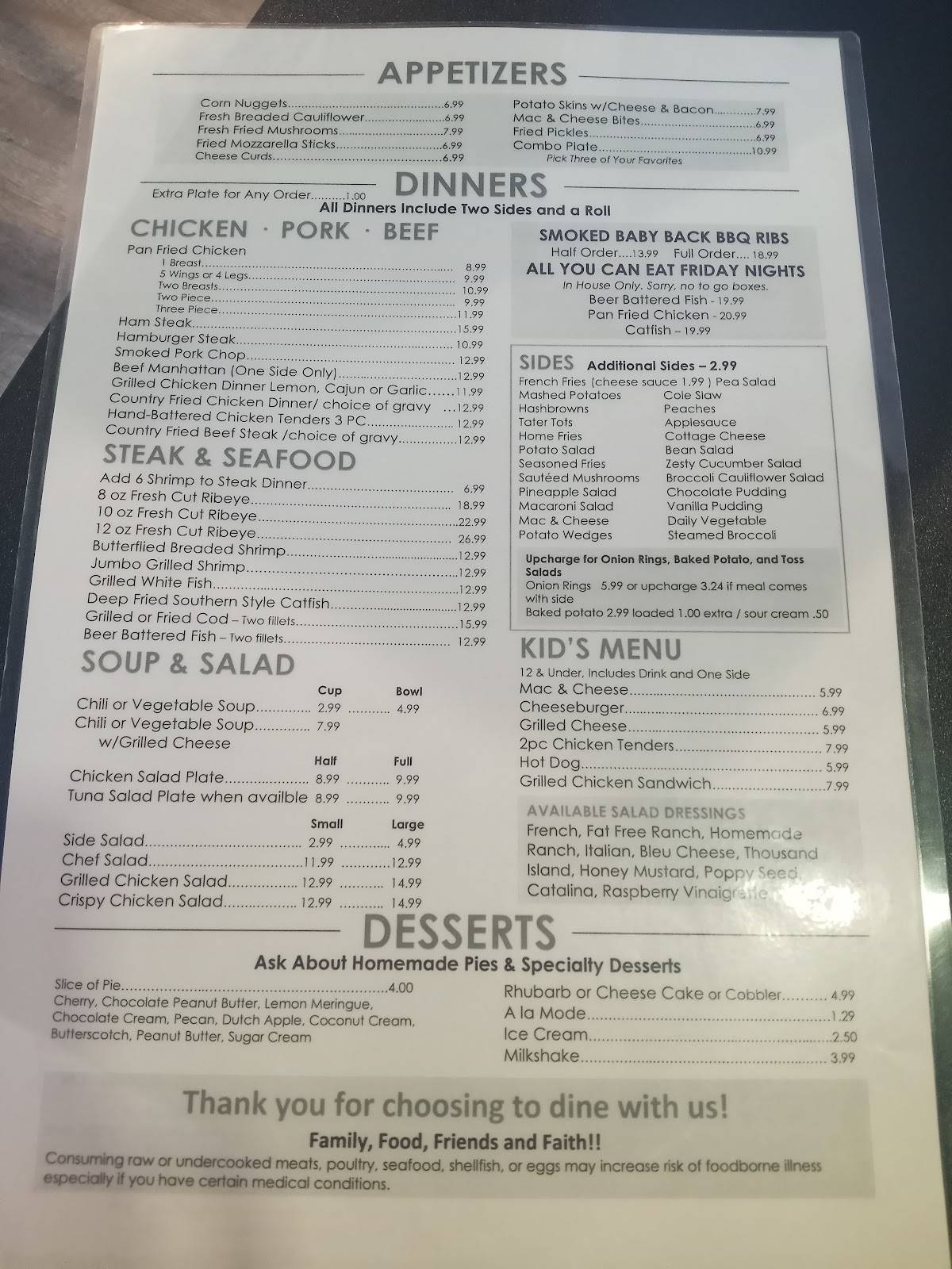 Menu at Park Restaurant, New Castle, S Memorial Dr
