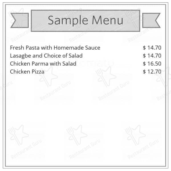 Menu at Pasta Pomodoro restaurant, Melbourne Airport