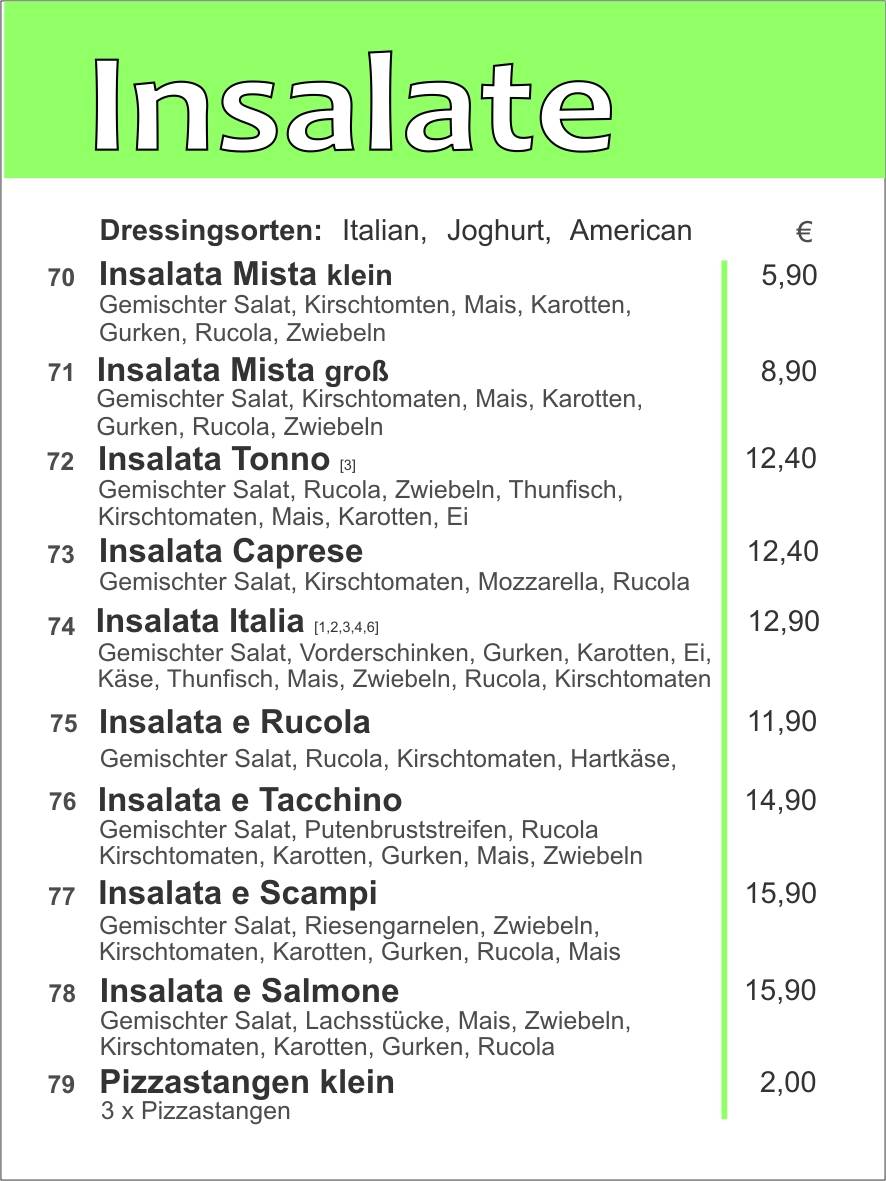 Speisekarte von PastaRia "Pizza Pasta & more...", Tauberbischofsheim