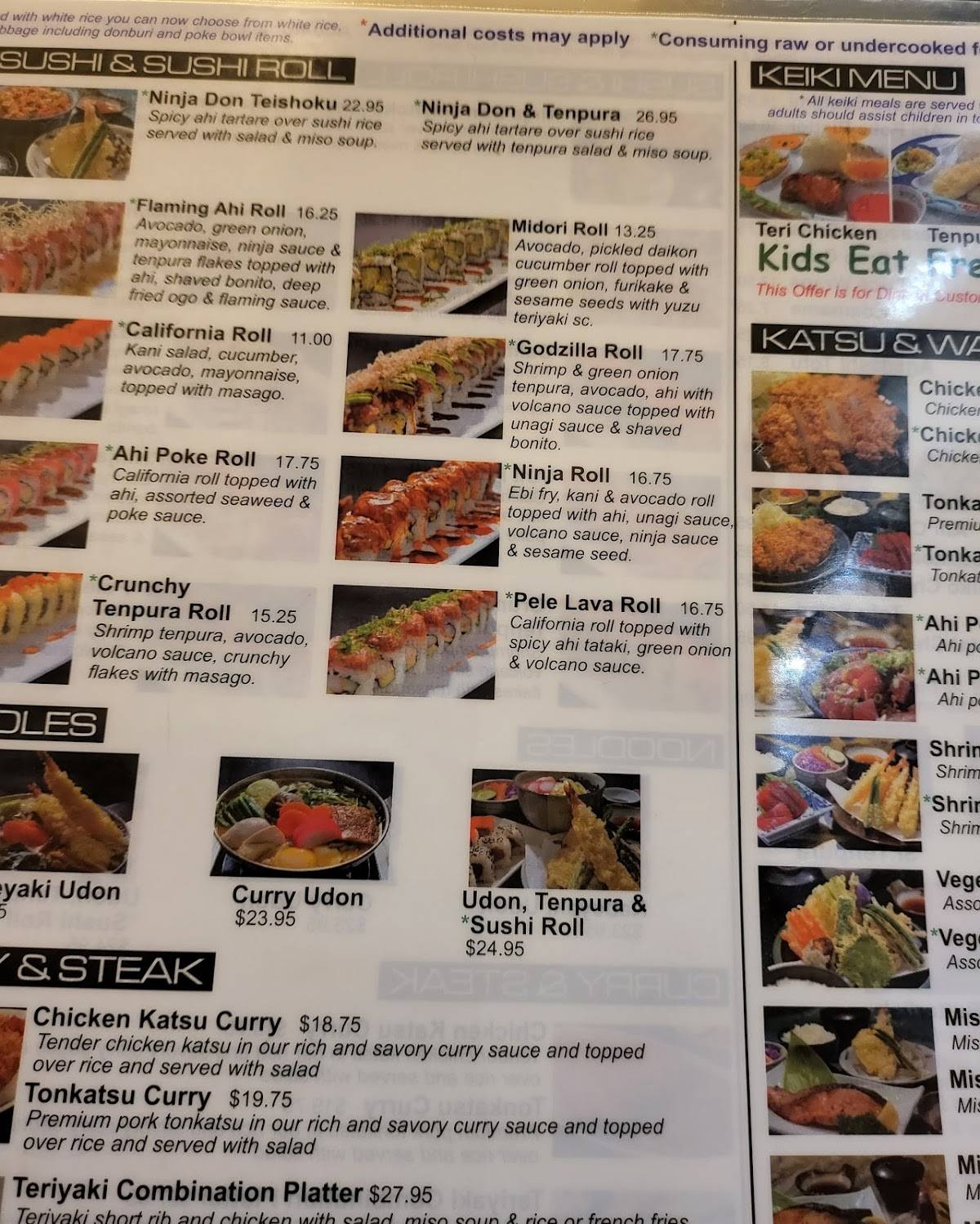 Menu at Gyotaku Japanese Restaurant, Pearl City, 98-1226 Kaʻahumanu St