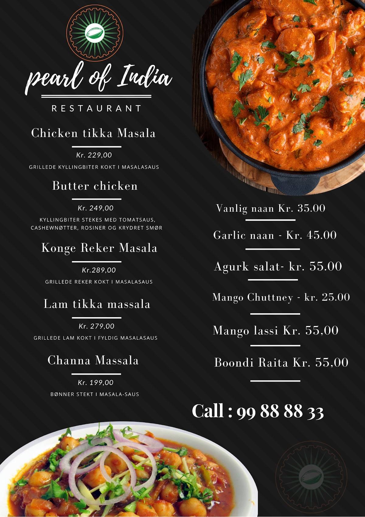 Menu at Pearl of India - Restaurant, Oslo