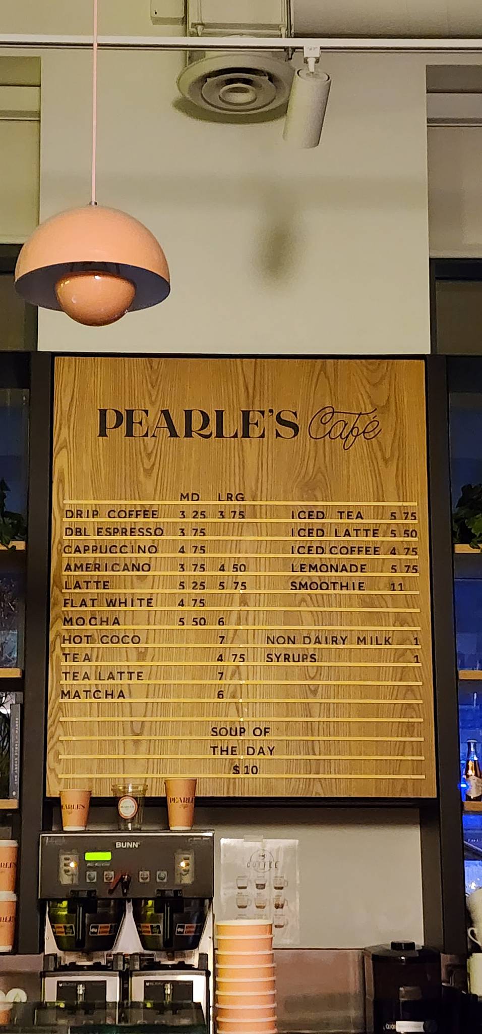 Menu at Pearle's Cafe, Burlington
