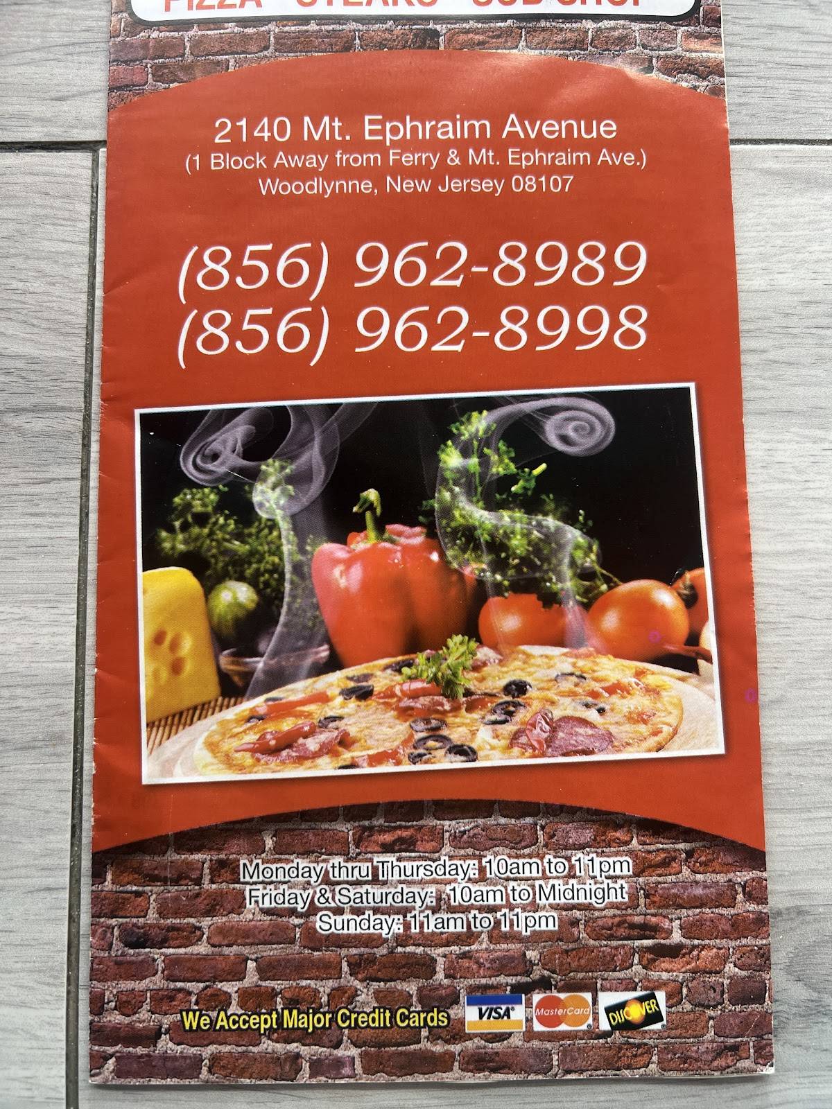 Carta de pizzería Penn Pizza Palace, Oaklyn, Mt Ephraim Ave