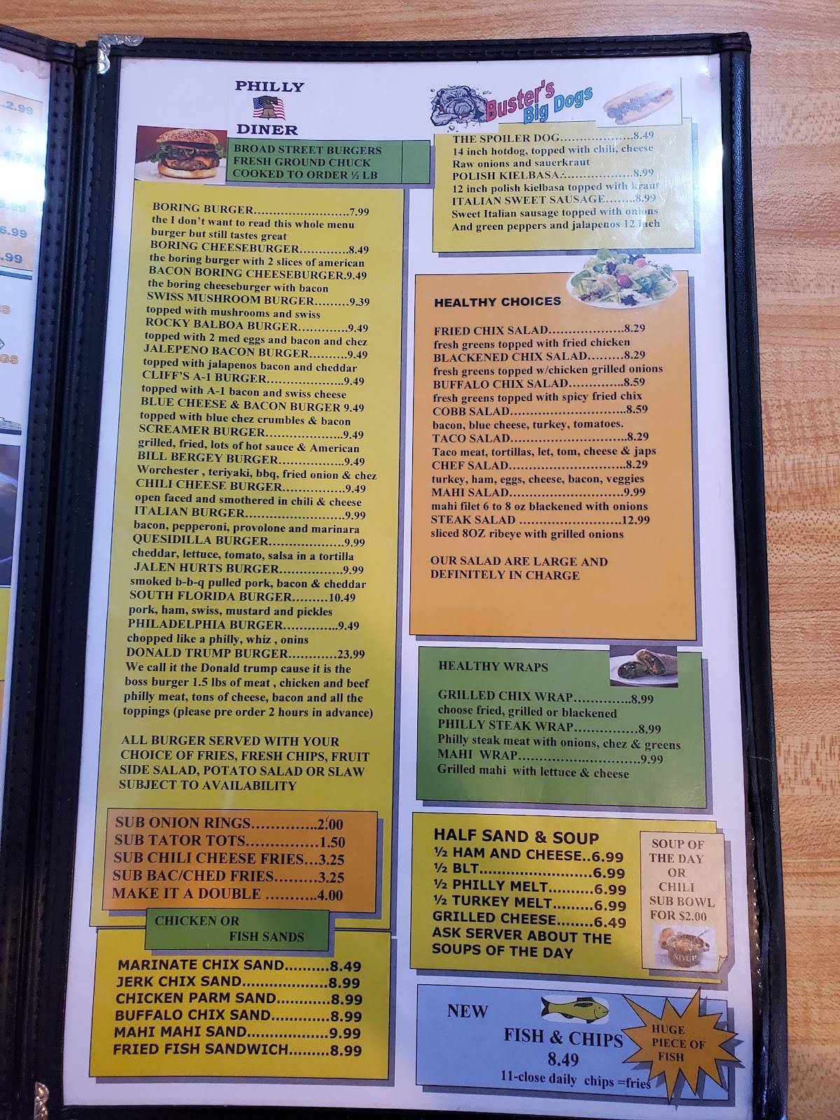 Menu at Philly Diner restaurant, DeLand