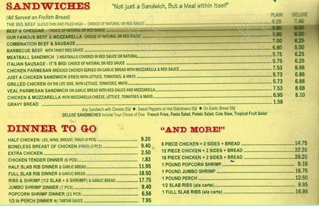 Menu at Phil's Pizza pizzeria, Oak Lawn, Ridgeland Ave