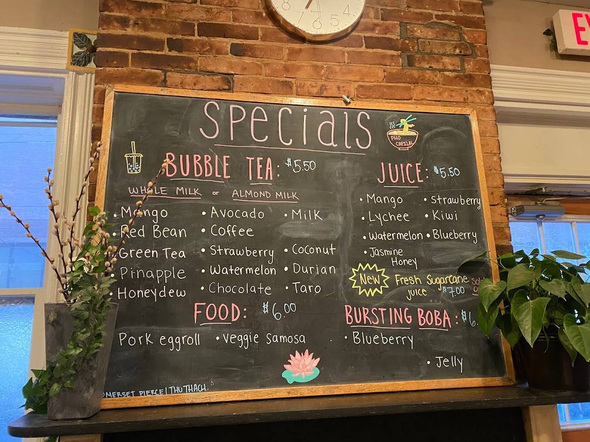 Menu at Pho Capital restaurant, Montpelier