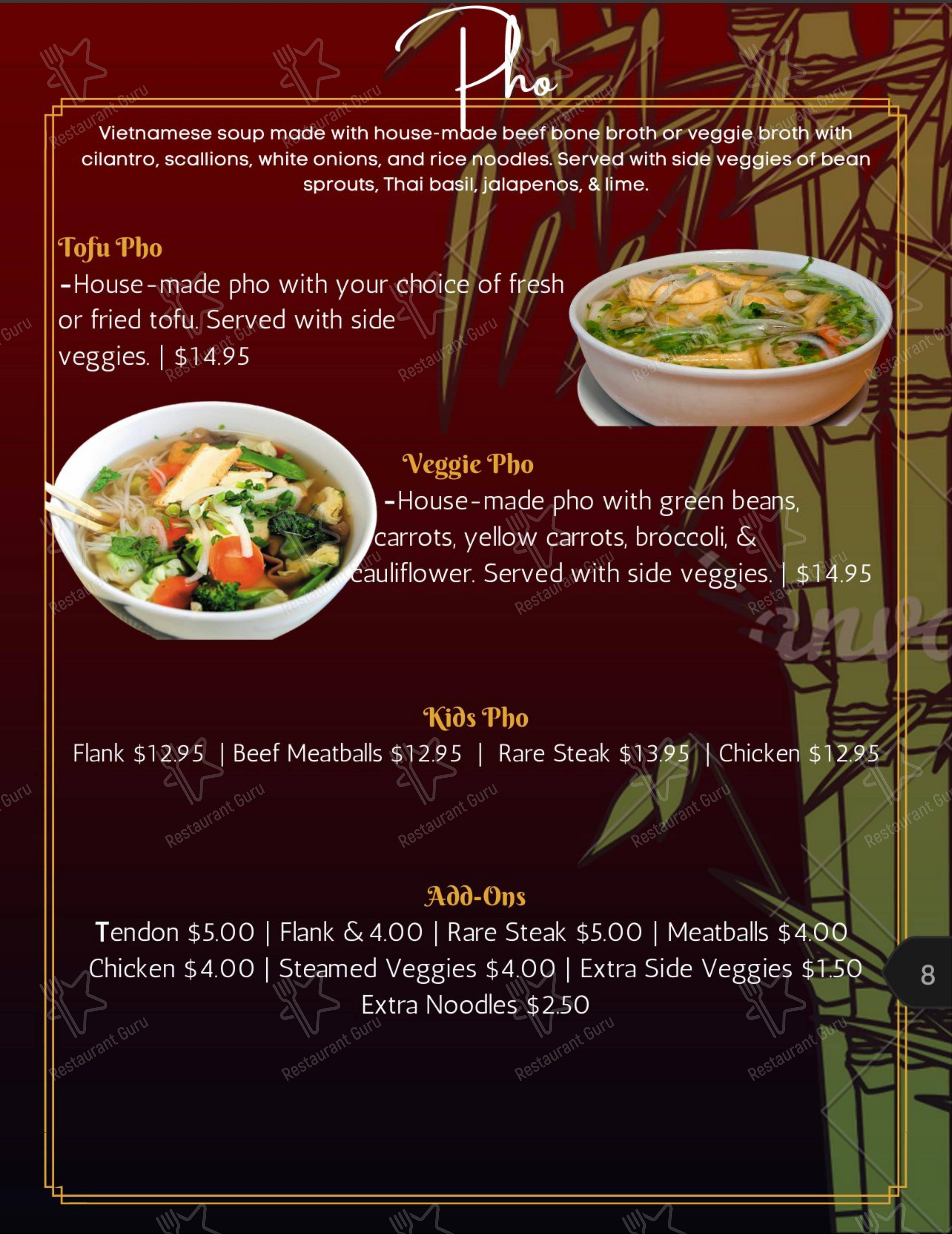 Menu at Pho Wagyu restaurant, Port St. Lucie