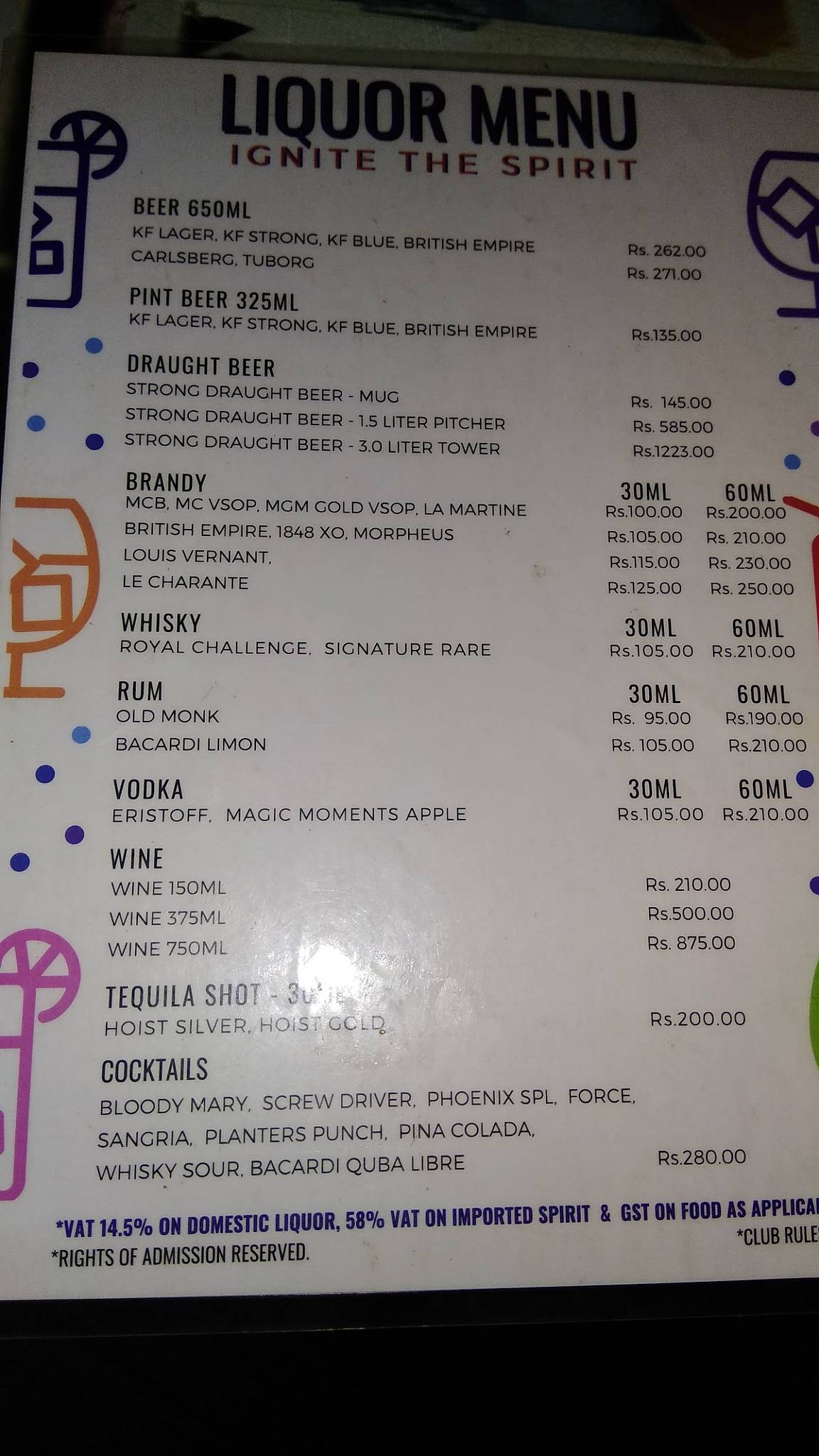 Menu at Phoenix Bar & Restaurant, Chennai, Old No.152