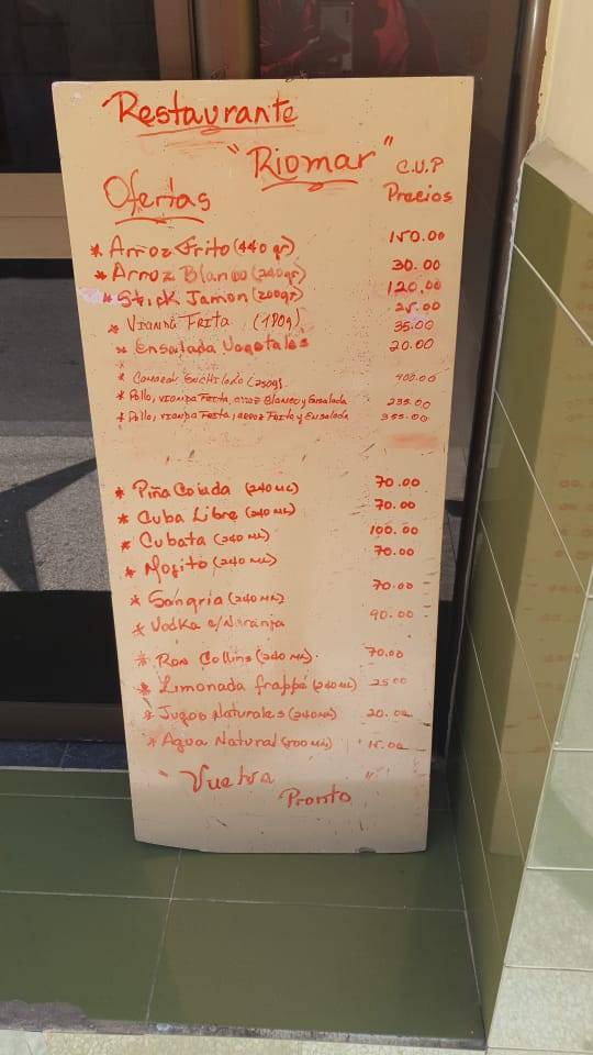 Menu at Piano Bar, Matanzas
