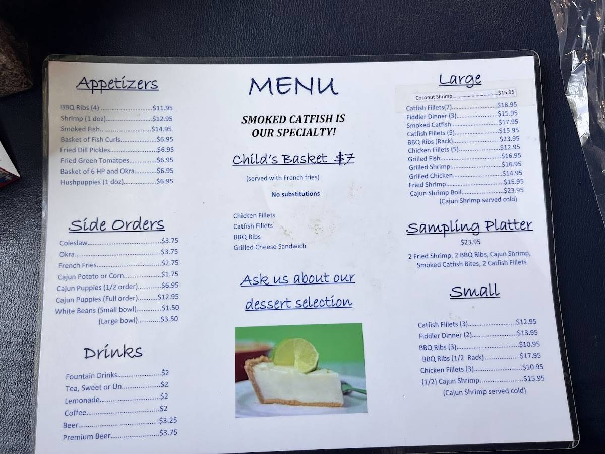 Menu at Pickwick Catfish Farm Restaurant, Counce