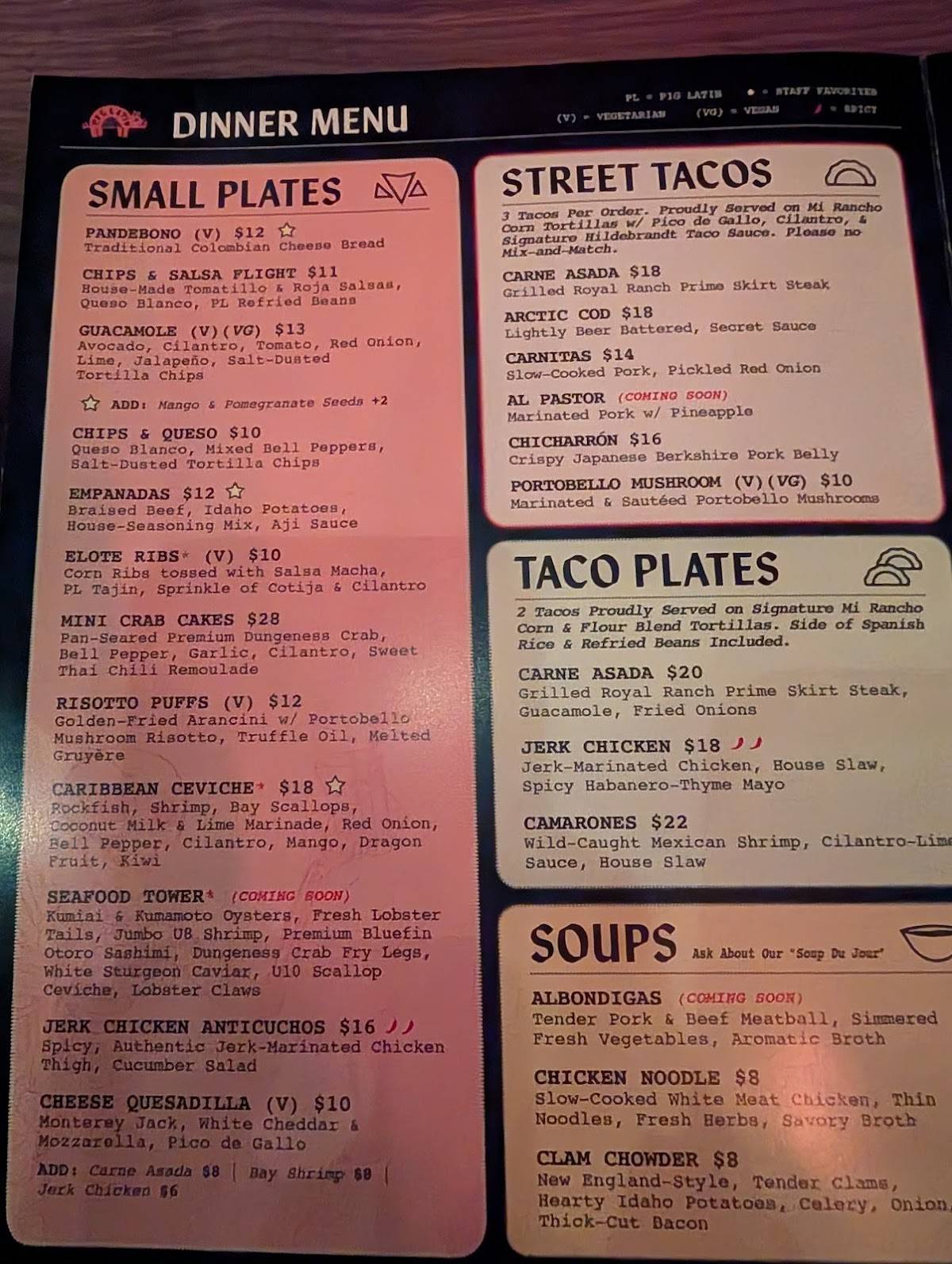 Menu at Pig Latin pub & bar, Eagle