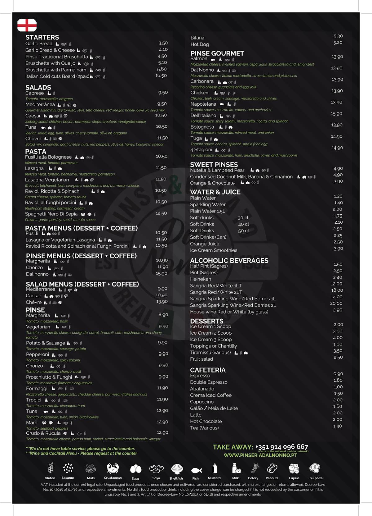 Menu at Pinseria Dal Nonno restaurant, Parchal, Urb. Industrial do ...