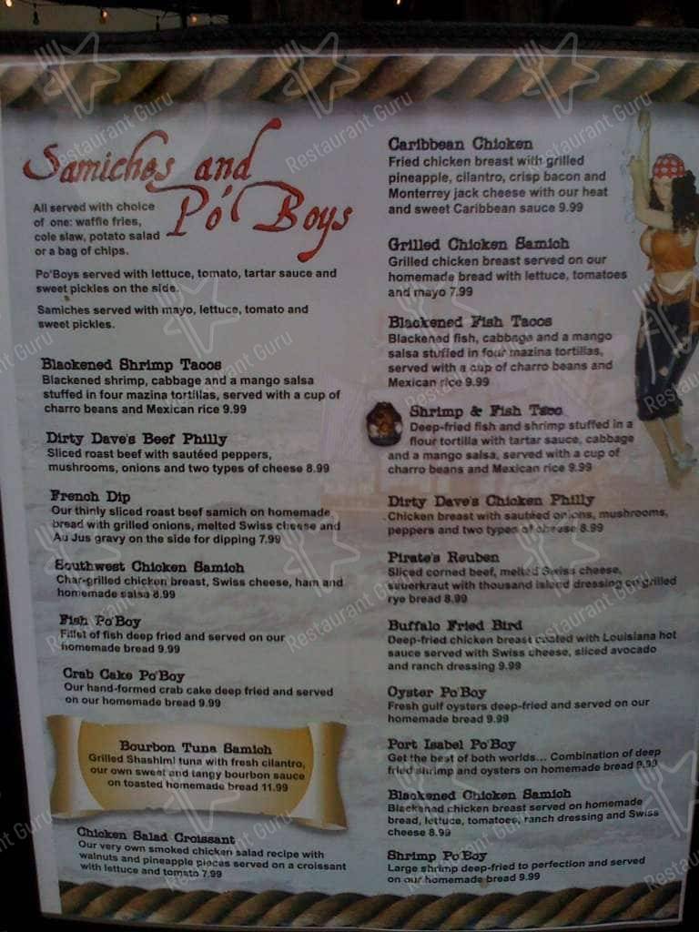 Menu at Pirates Landing Restaurant, Port Isabel