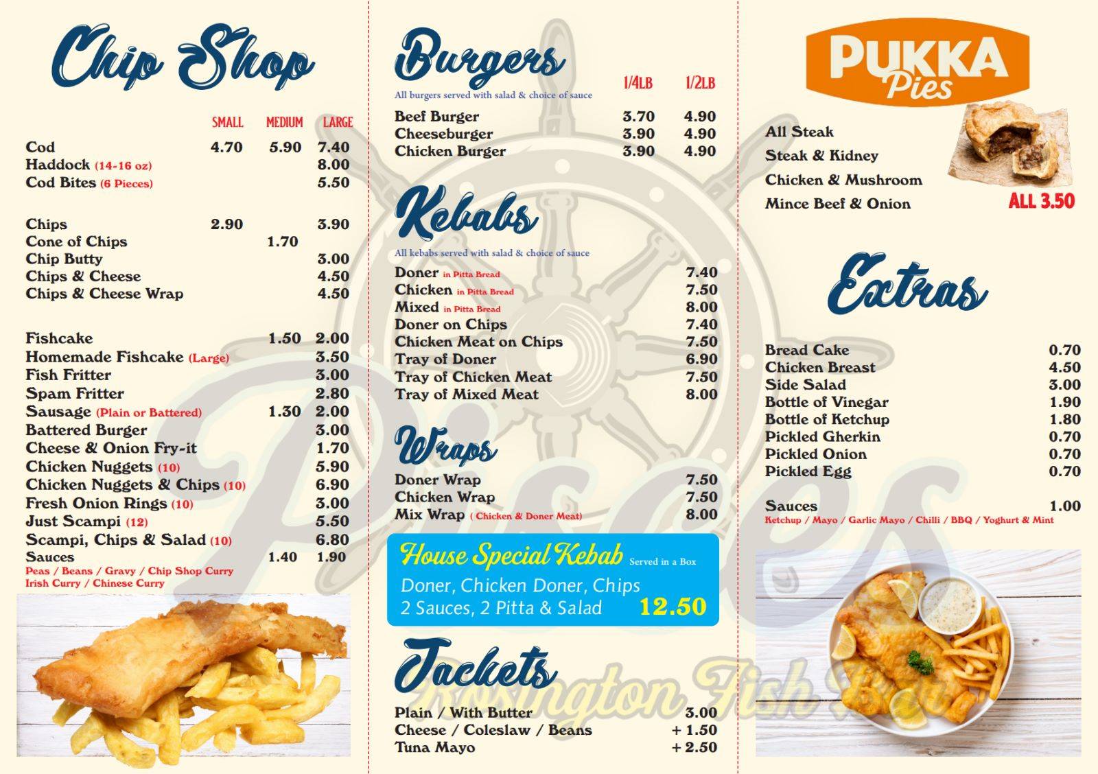 Menu at Pisces Rossington Fish Bar, Doncaster