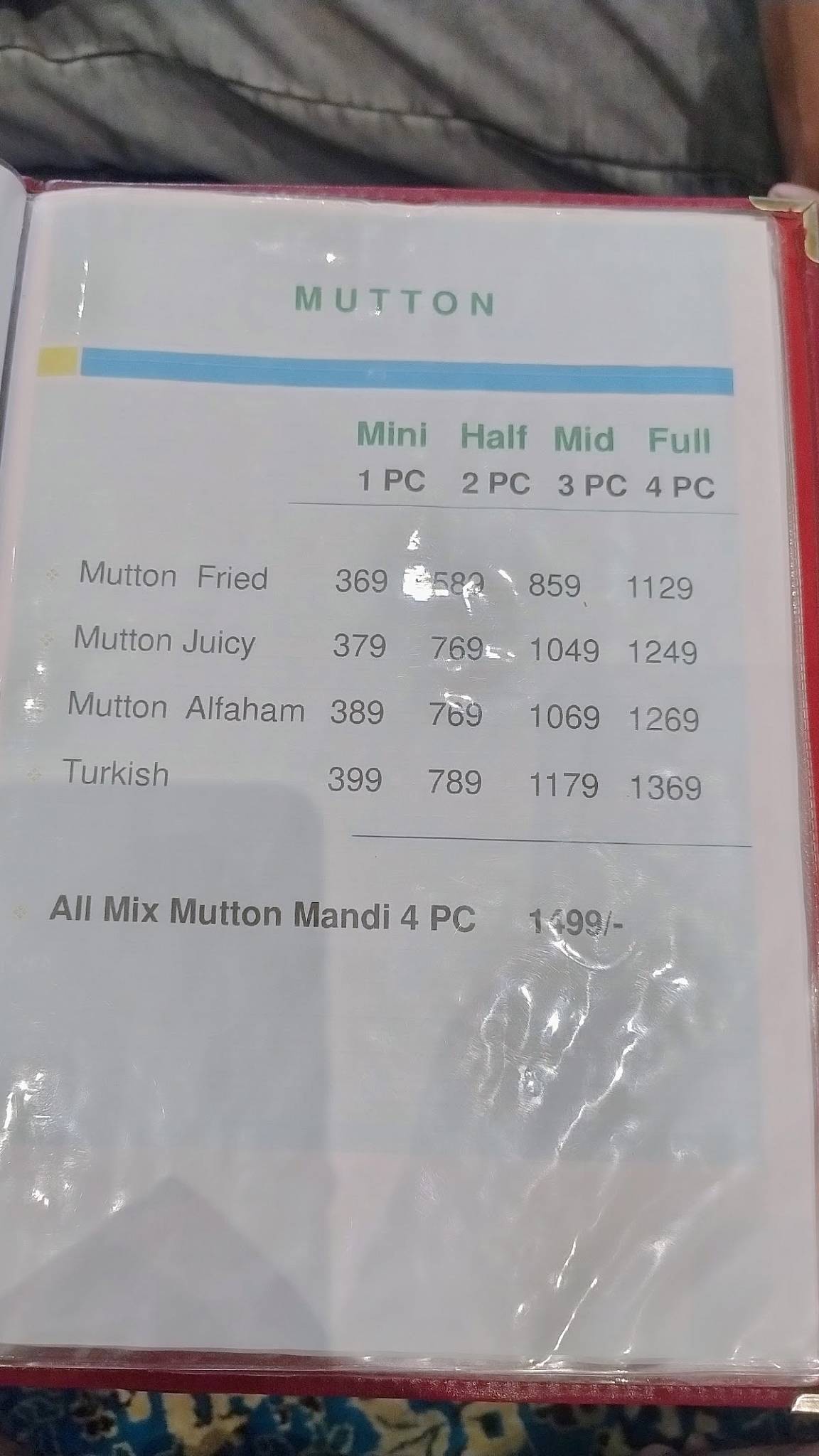Menu at Pista House Bachupally, Hyderabad