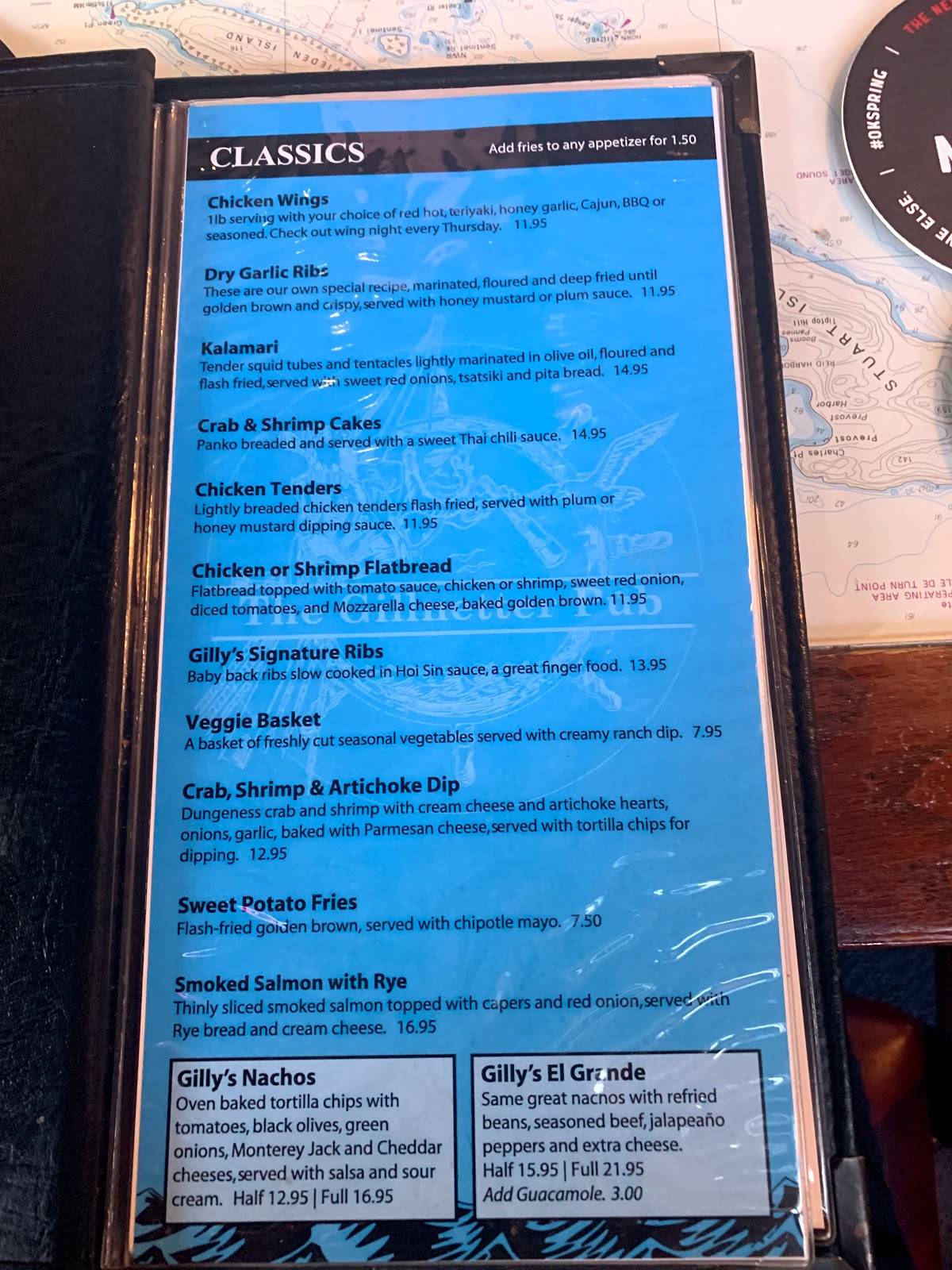 Menu at Gillnetter Pub, Port Coquitlam, Argue St
