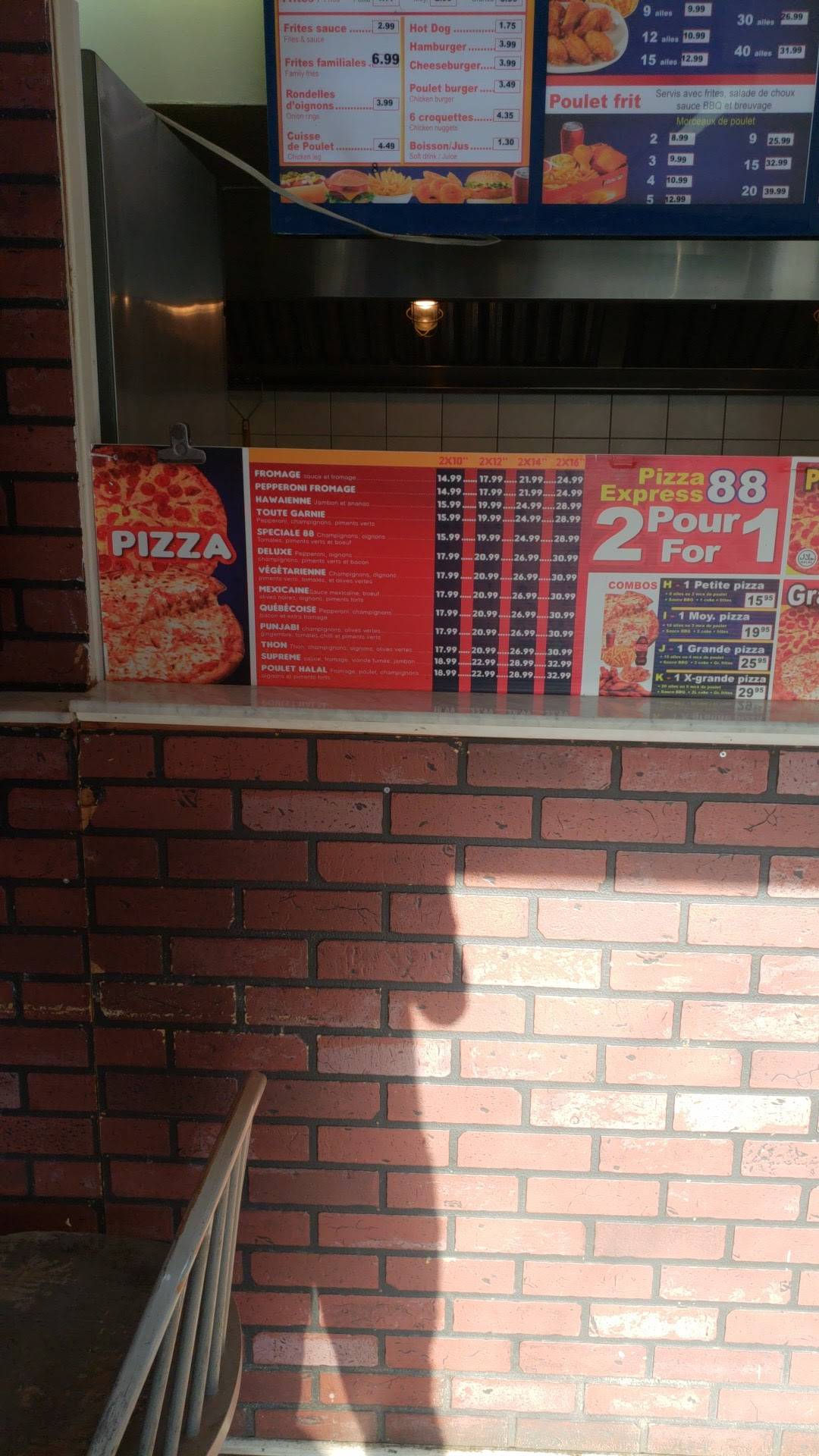 Menu at Pizza 88 Express by Siddiqui's fast food, Montréal
