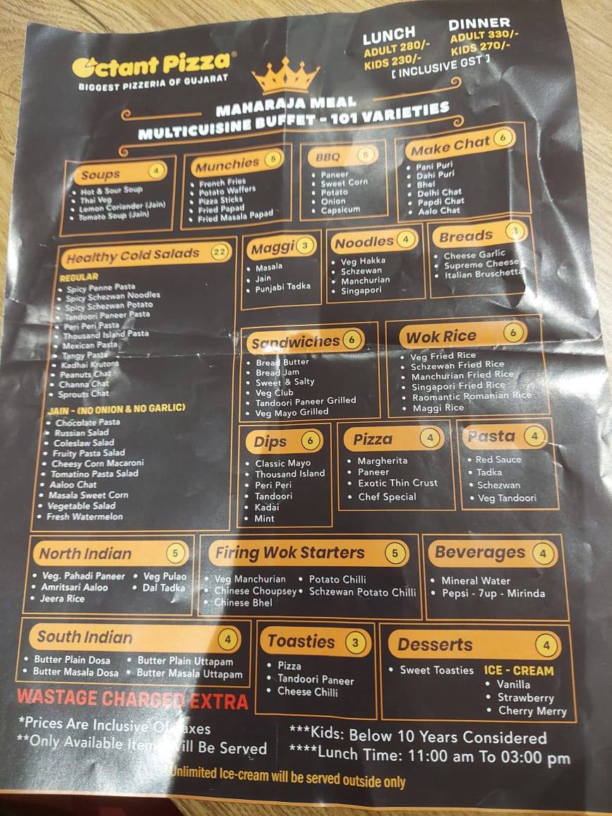 Menu at Pizza Buffet - Anand, Anand