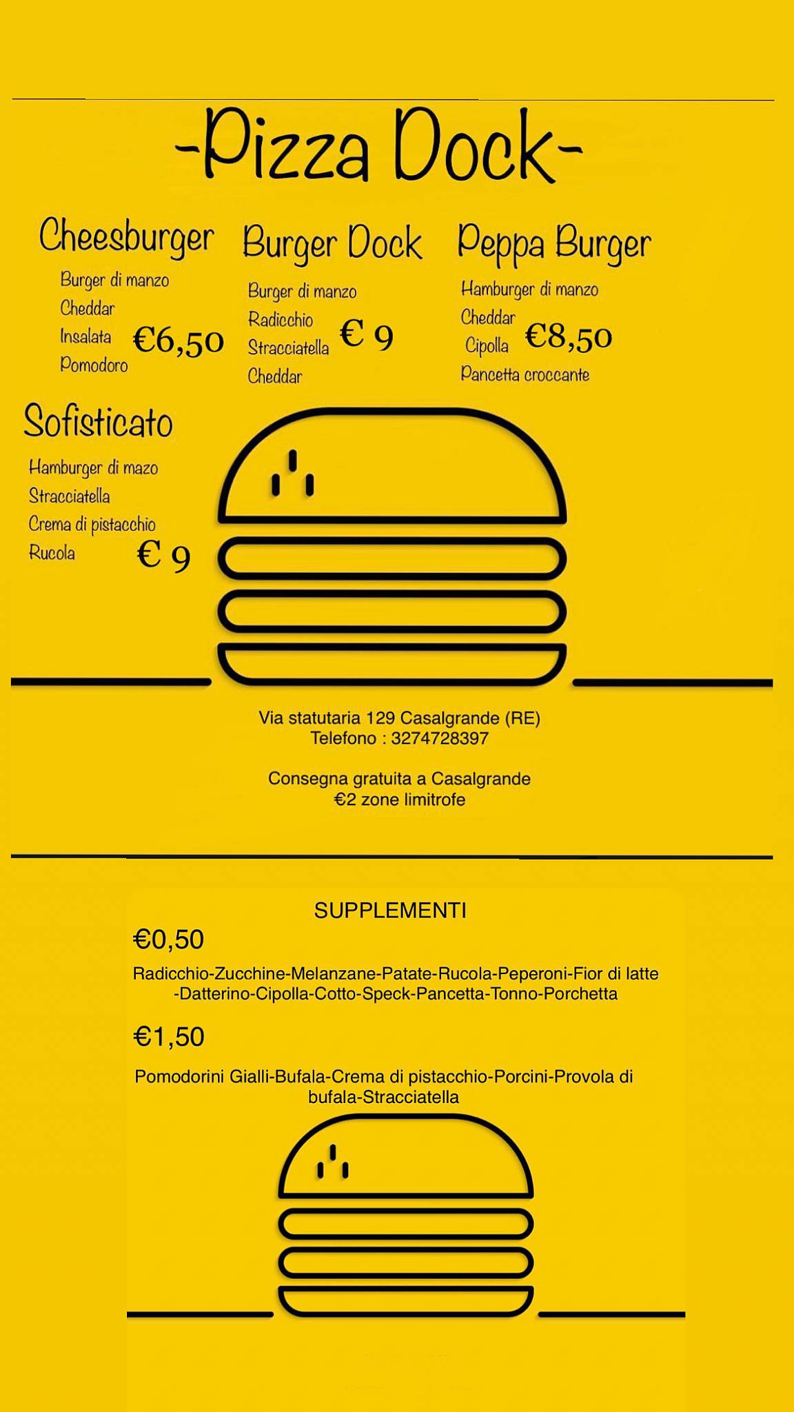 Carta del restaurante Pizza Dock, Casalgrande