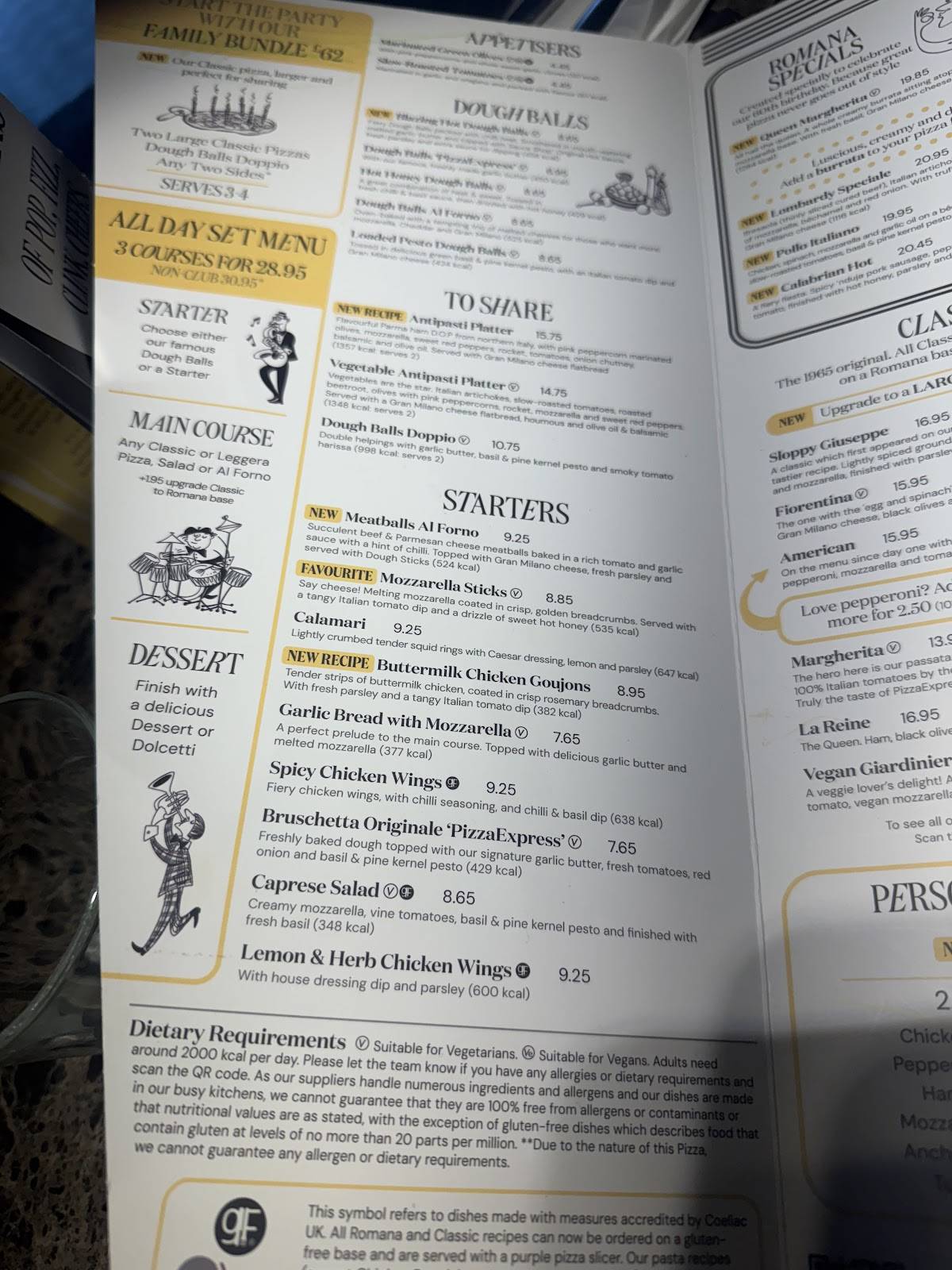 Menu at Pizza Express pizzeria, London, The Pheasantry